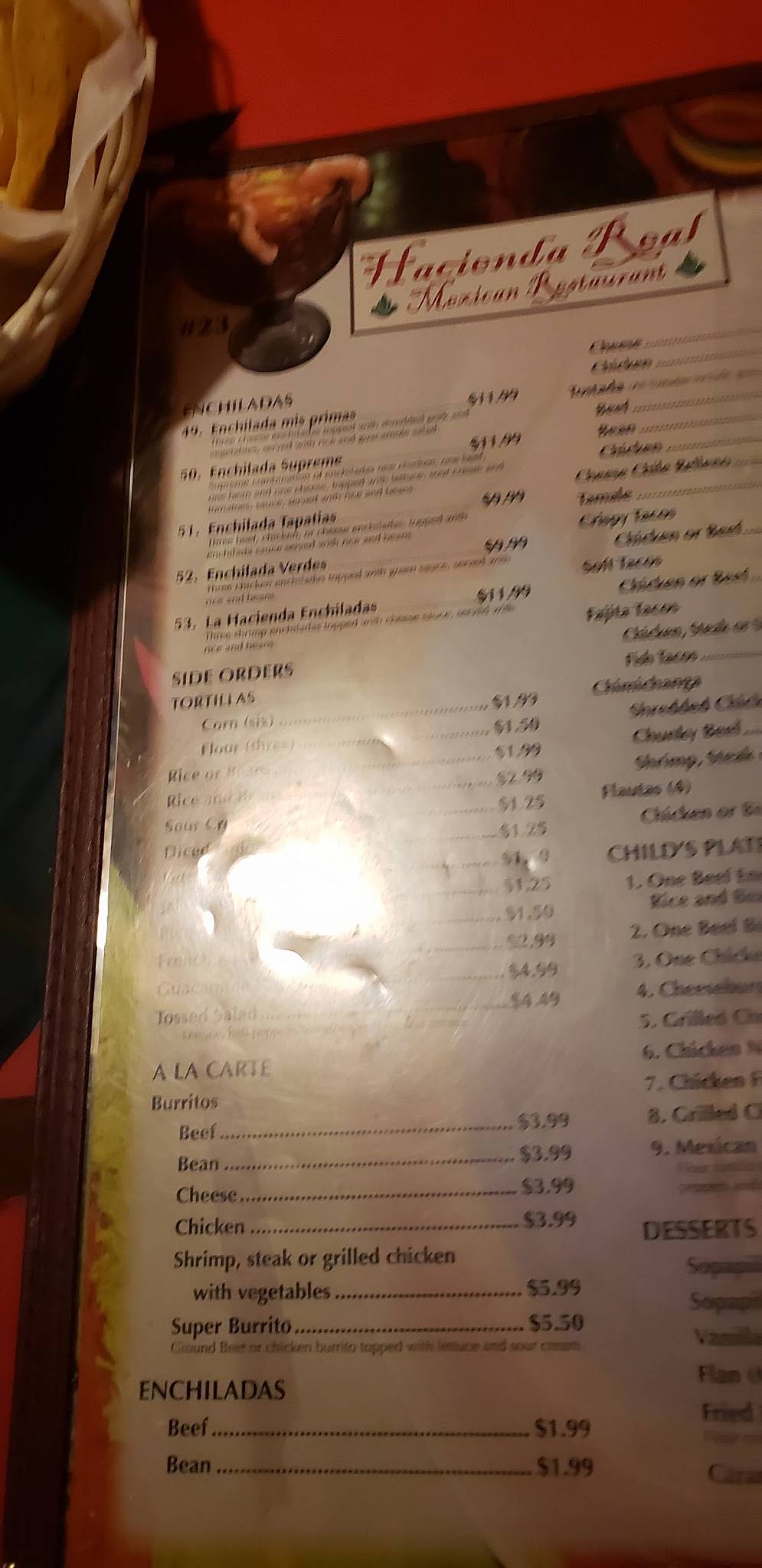 Menu at Hacienda Real Mexican Restaurant of Breaux Bridge, Breaux Bridge