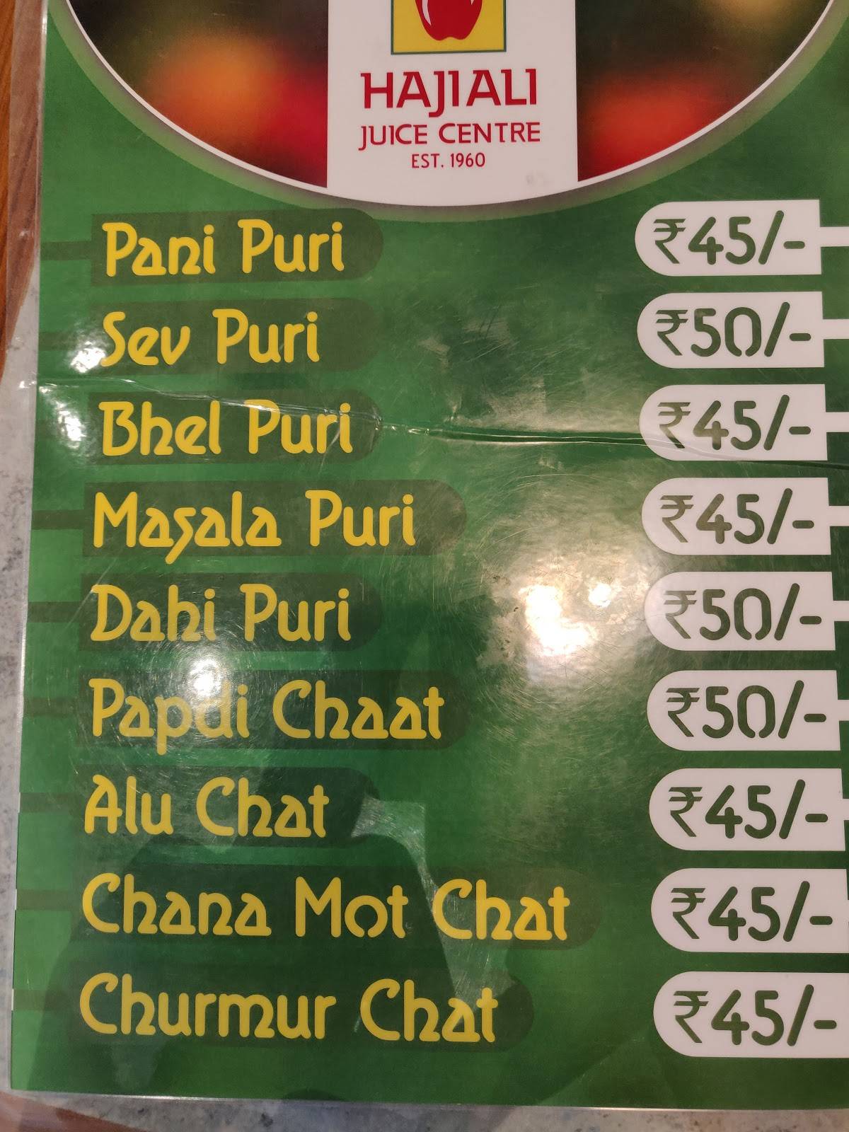Menu at Haji Ali Juice Centre, Bengaluru, 36th cross