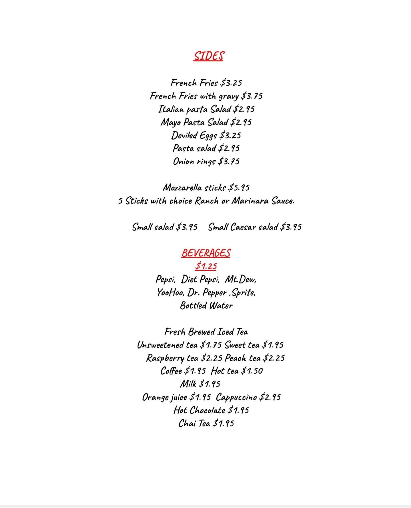 Menu at Hall of Fame Cafe, Wheeling