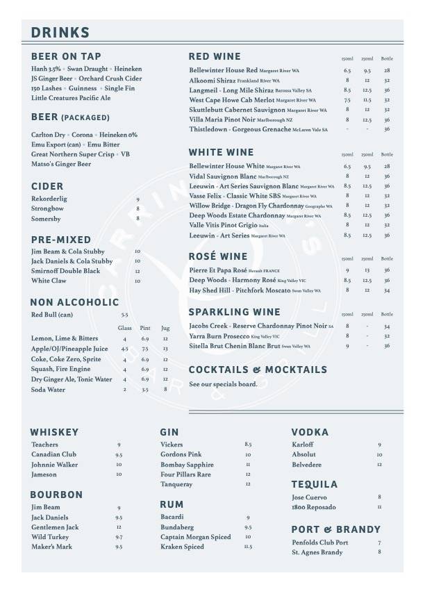 Menu at Carrington's Bar and Grill, Hamilton Hill