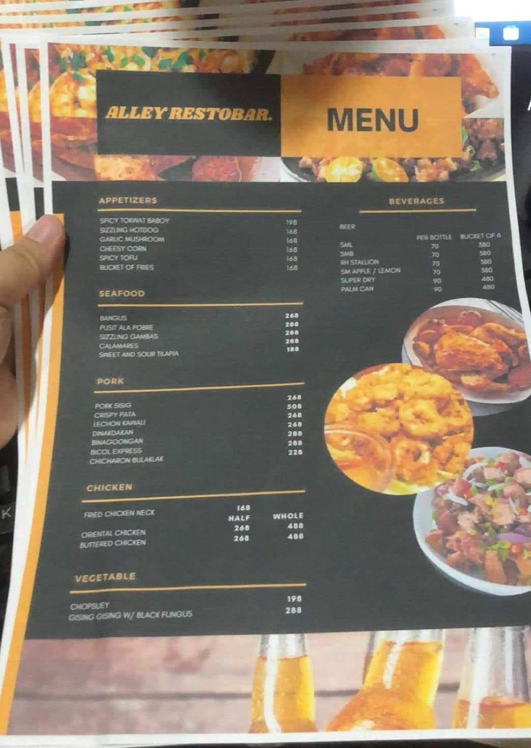 Menu at Hangout Restobar Malate, Manila