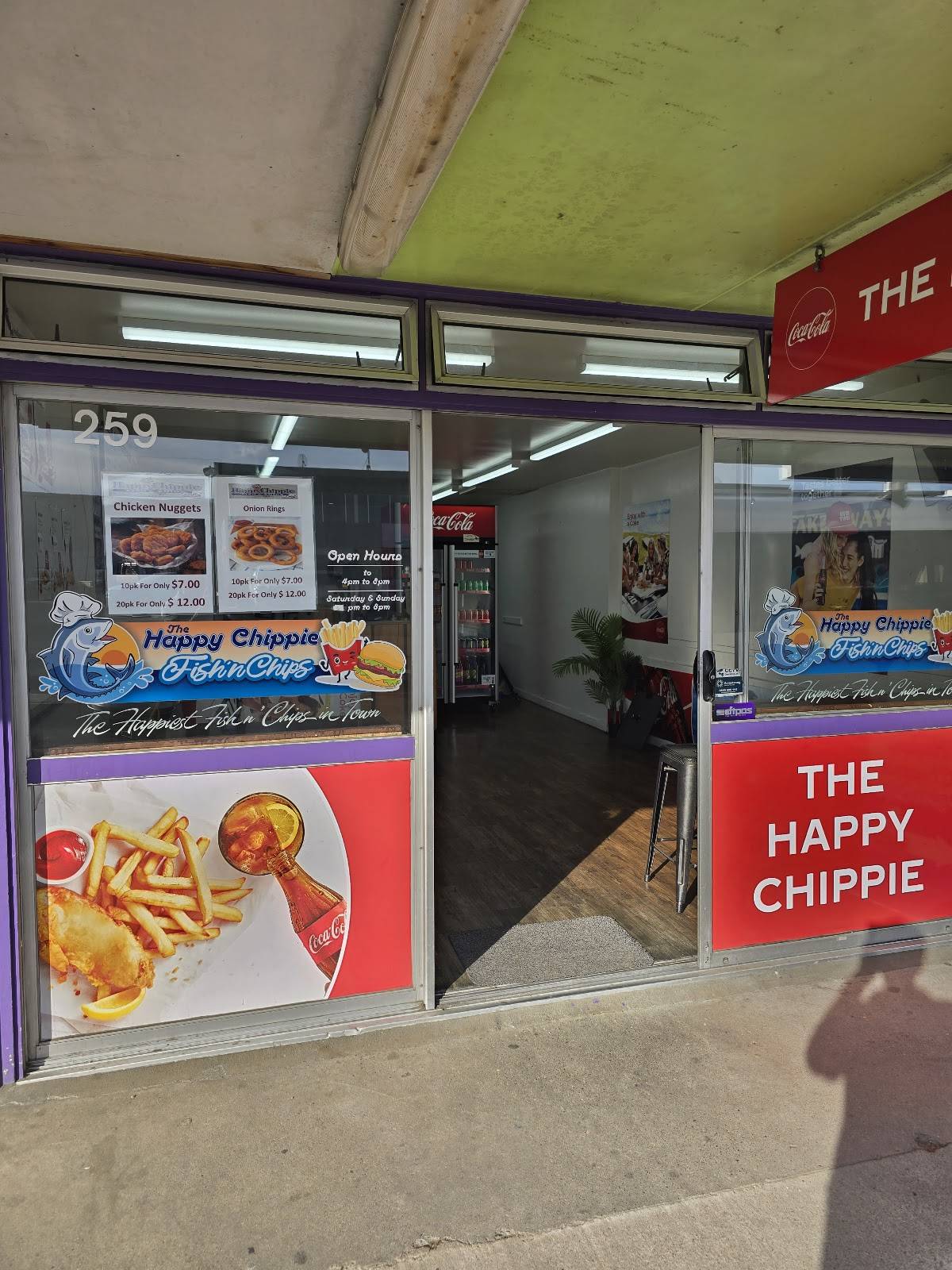 Menu at Happy Chippy fast food, Motueka
