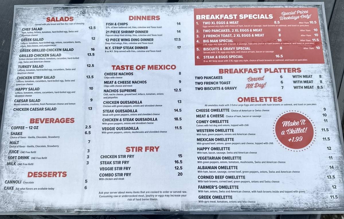 Menu at Happy Dayz The Remix restaurant, Webberville