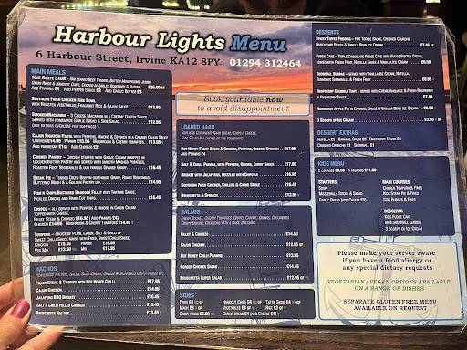 Menu at Harbour Lights pub & bar, Irvine, 6 Harbour St