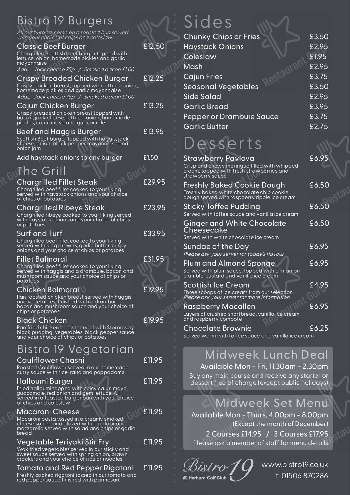Menu at Harburn Golf Club, West Calder