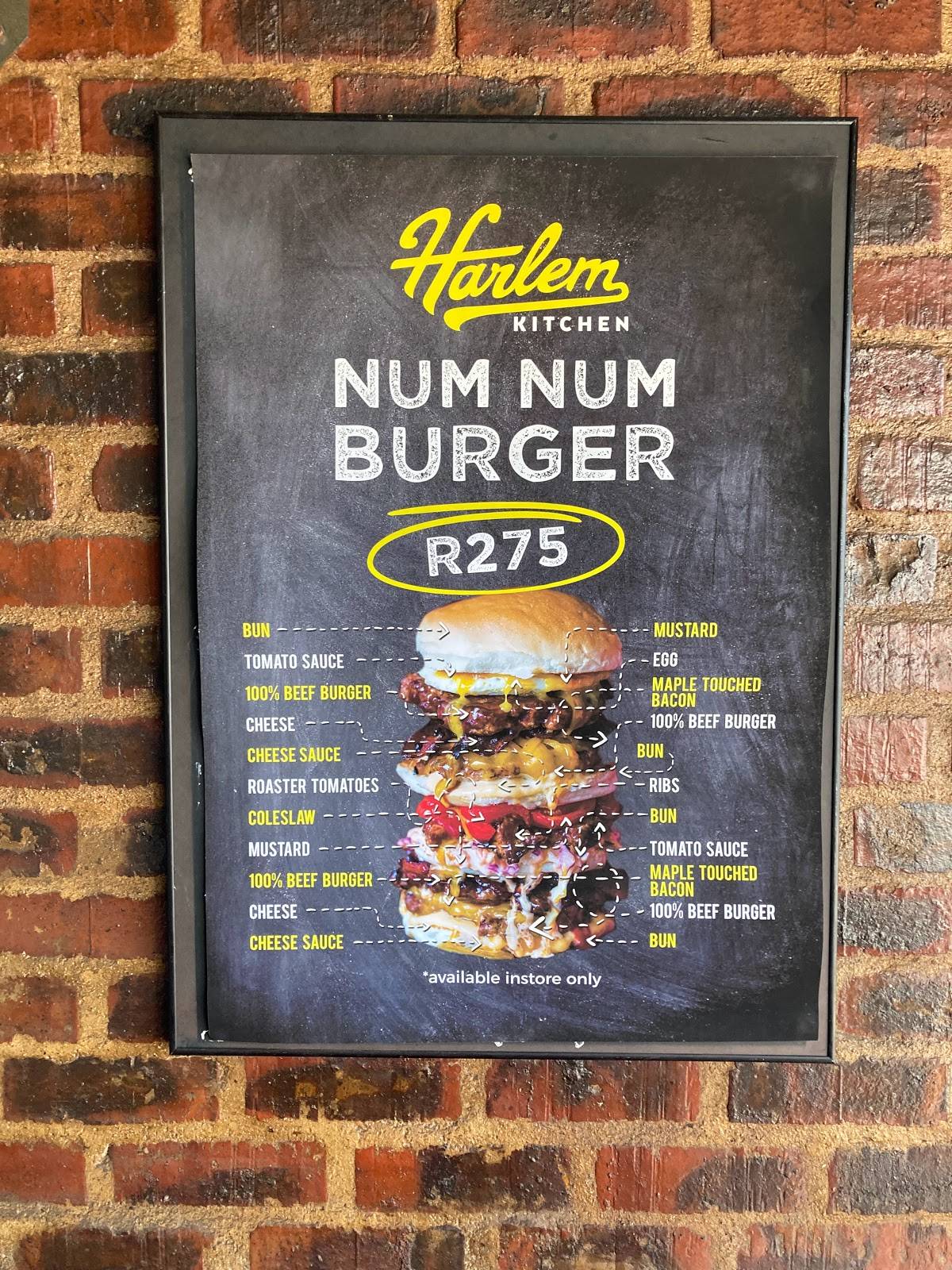 Menu at Harlem Kitchen restaurant, Randburg, 335 Jan Smuts Ave