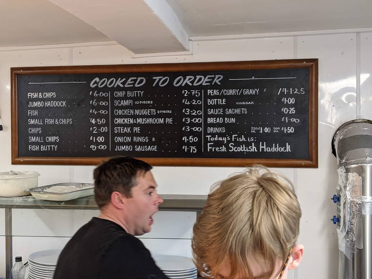 Menu at Harry's Traditional Fish and Chips restaurant, Masham
