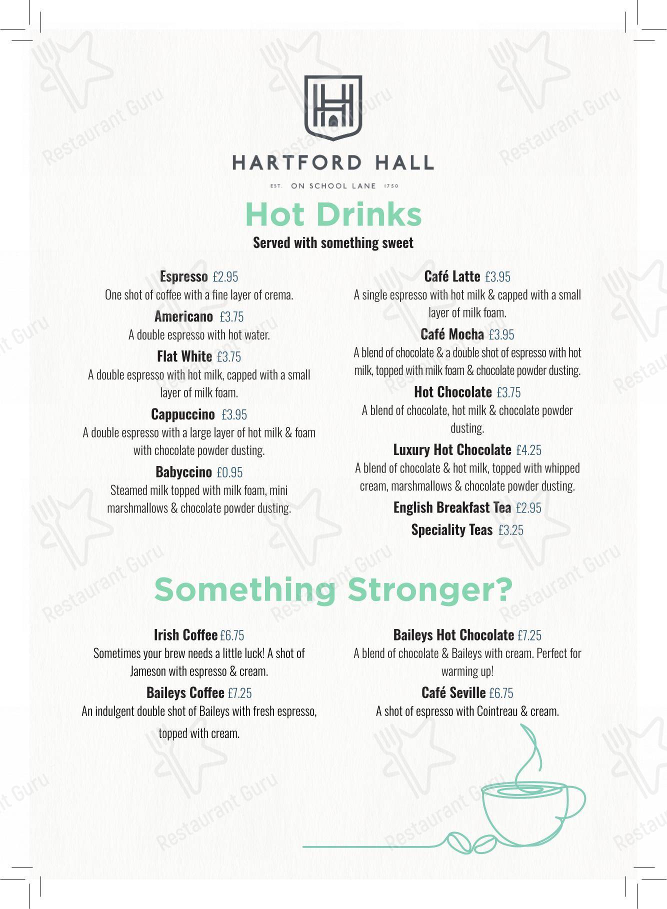 Menu at Hartford Hall, Hartford pub & bar, Northwich, 81 School Ln