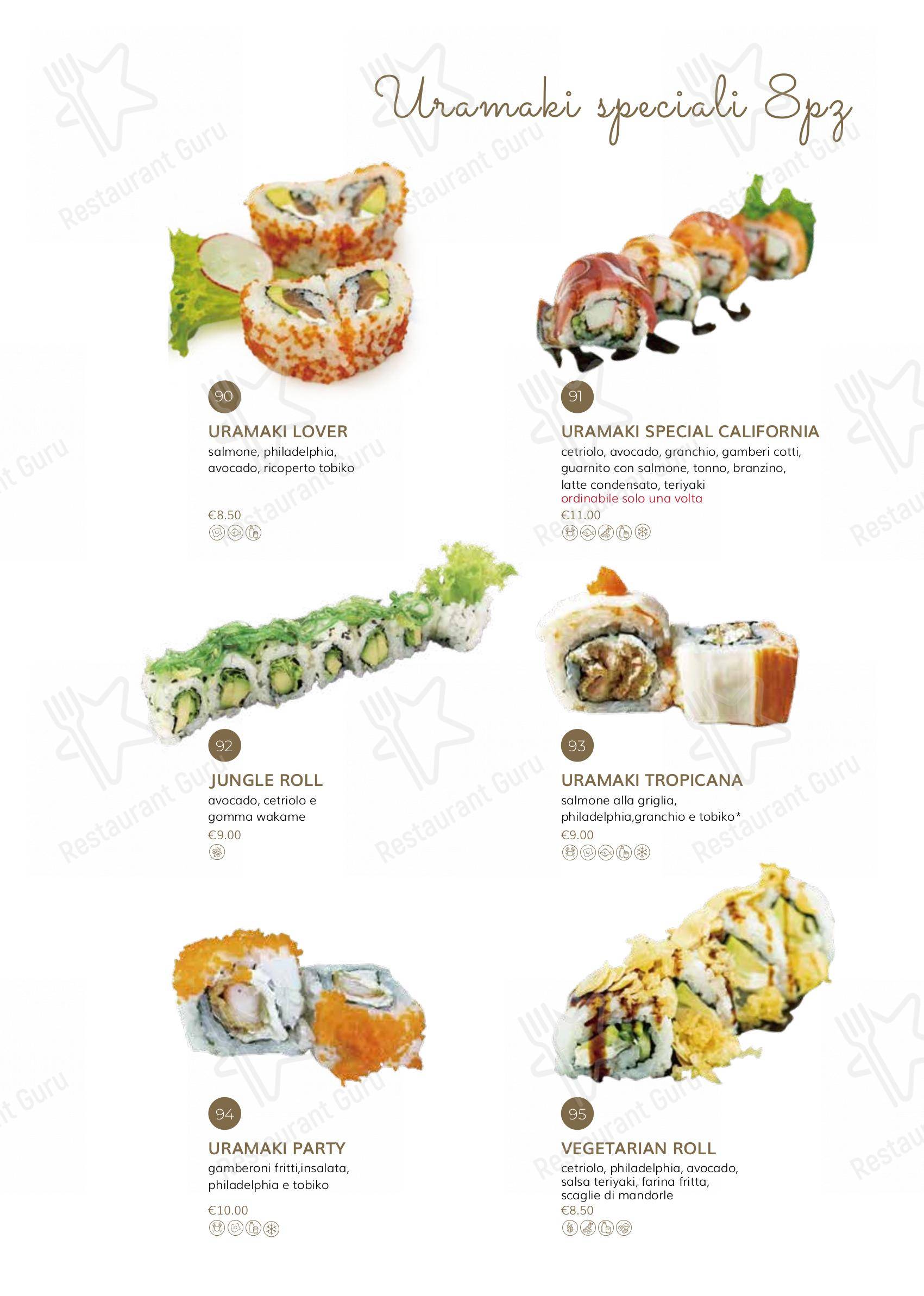 Menu au Hasaki Sushi restaurant, Grosseto