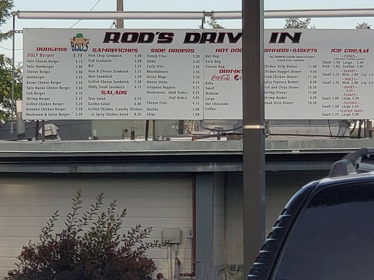 Menu at Rod's Drive In restaurant, Havre