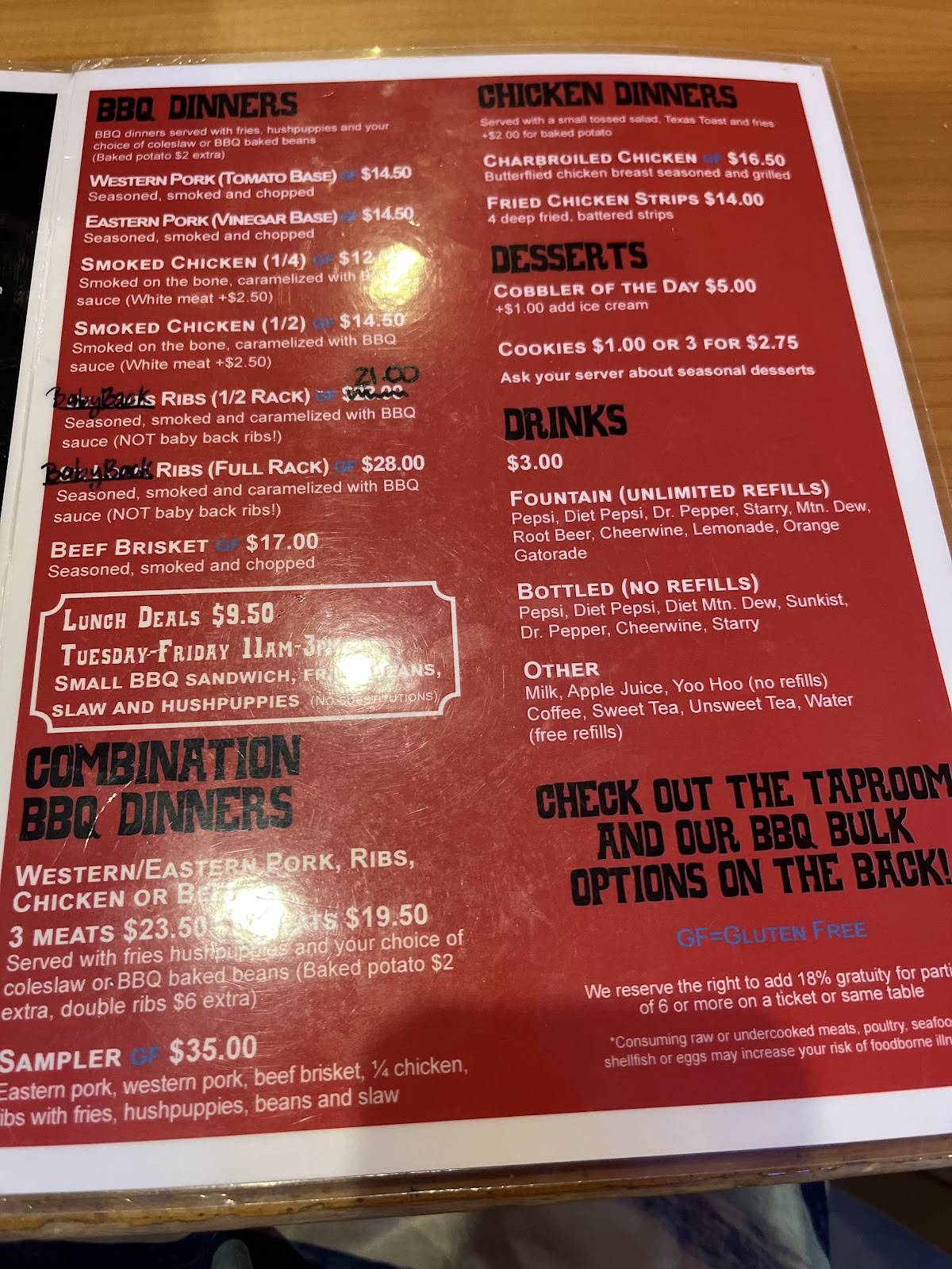 Menu at Hawg Wild Smokehouse & Taproom BBQ, Pisgah Forest