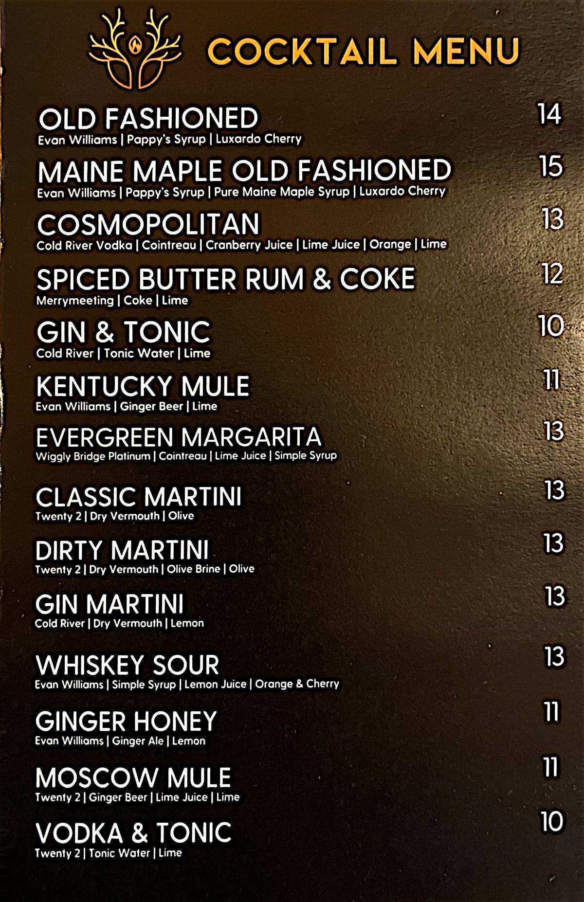 Menu at Hearthside Vine & Tap restaurant, Augusta