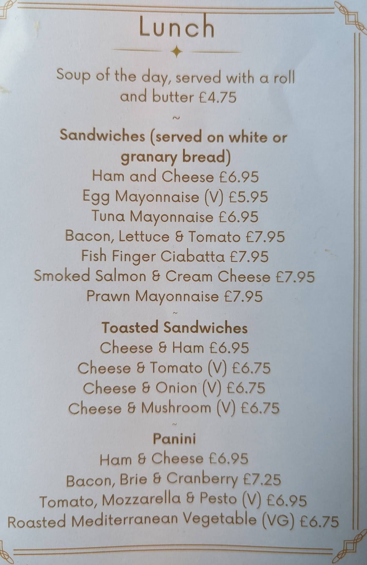 Menu at Heavenly Baking Coffee Shop and Tearooms restaurant, Walsall
