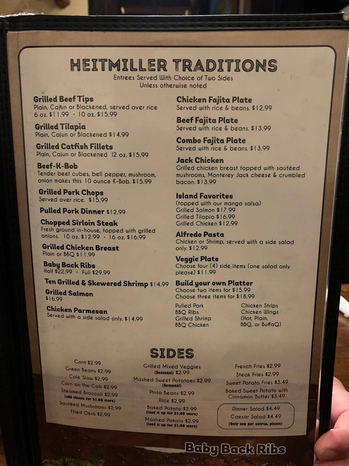 Menu at Heitmiller Steakhouse, Lacy Lakeview, I 35 N Frontage Rd
