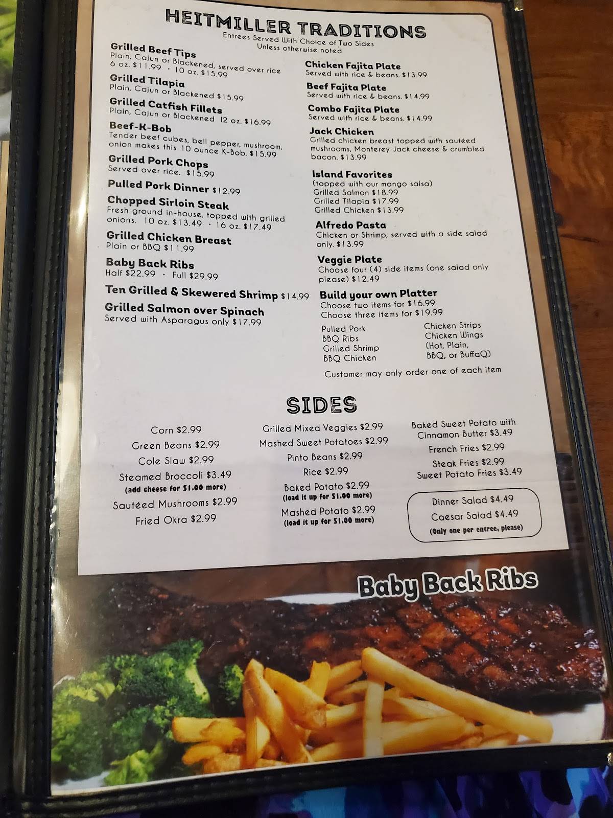 Menu at Heitmiller Steakhouse, Lacy Lakeview, I 35 N Frontage Rd