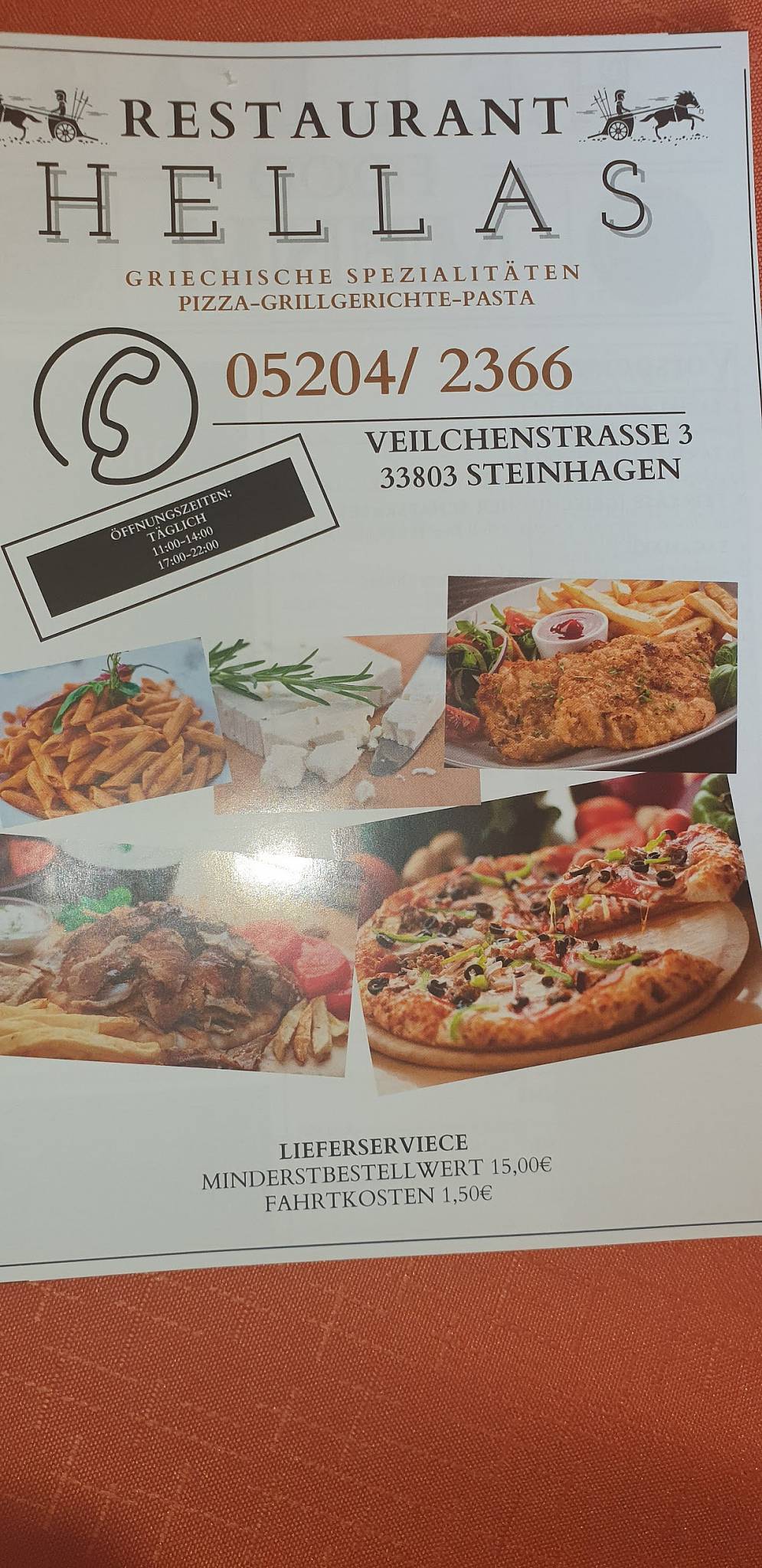 Speisekarte von Hellas Greek Restaurant, Steinhagen