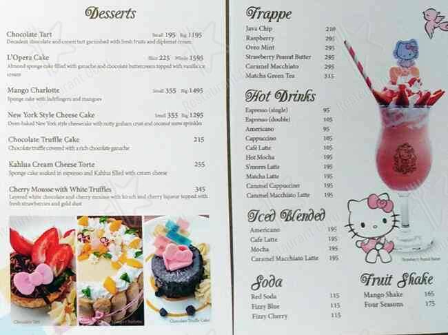 Menu at Hello Kitty Cafe, Taguig, Third Floor