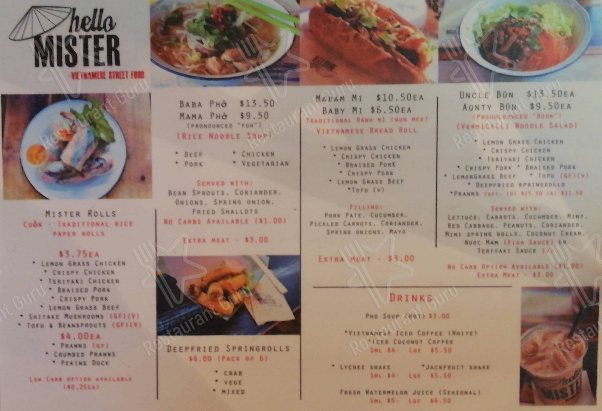 Menu at Hello Mister - Hardinge Street restaurant, Auckland, 5 Hardinge St