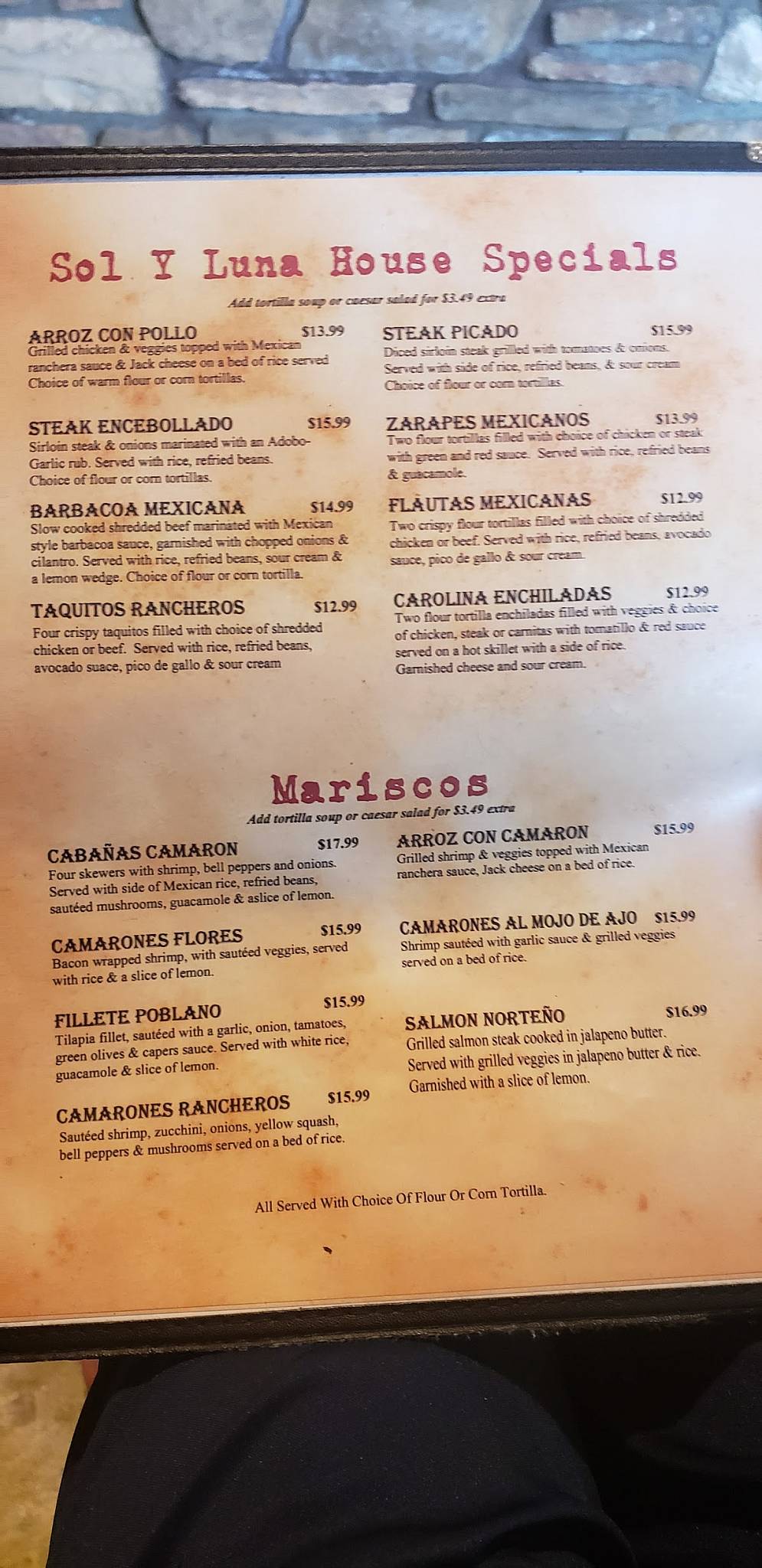 Menu at Sol Y Luna Cali-Mex Grill & Bar, Hendersonville, Brevard Rd