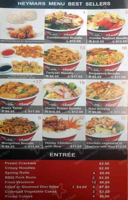Menu at Master Noodle Bribie Island restaurant, Bongaree