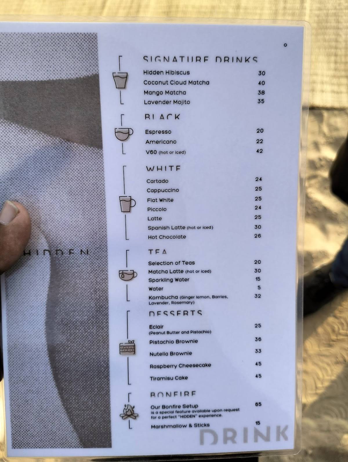Menu at Hidden cafe, Dubai, Unnamed street
