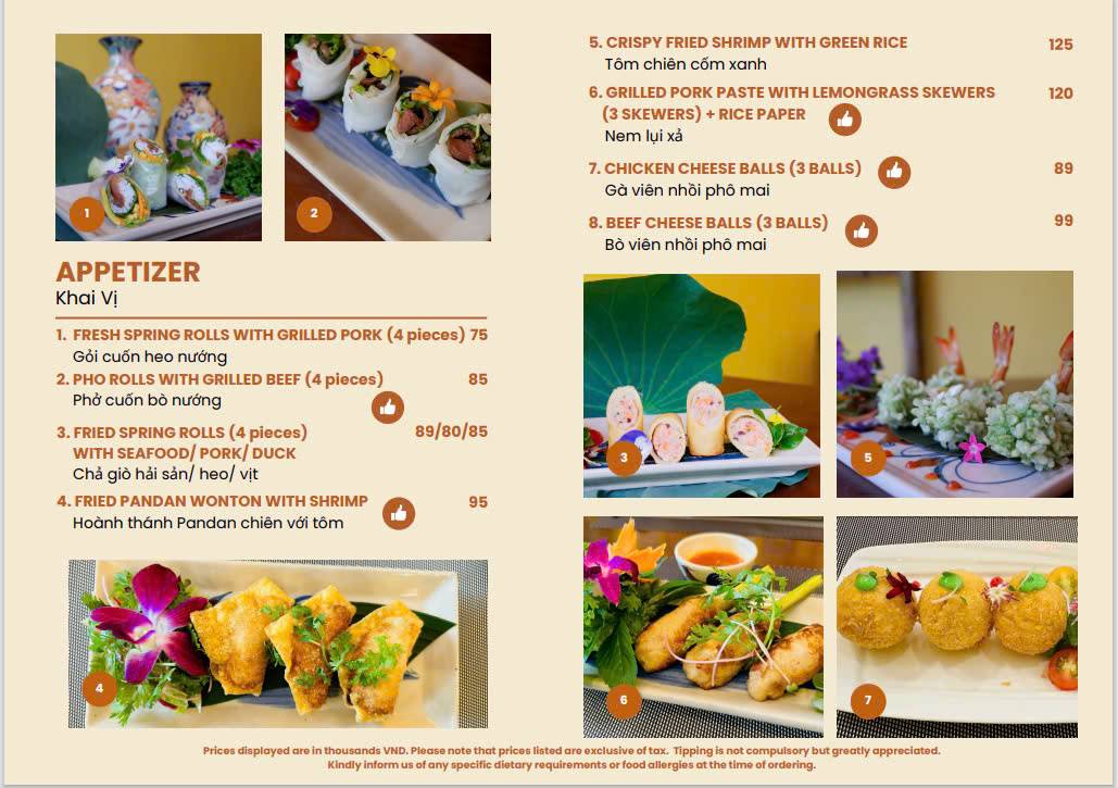 Menu at Pandan Leaf Saigon Restaurant & Rooftop Bar, Ho Chi Minh City