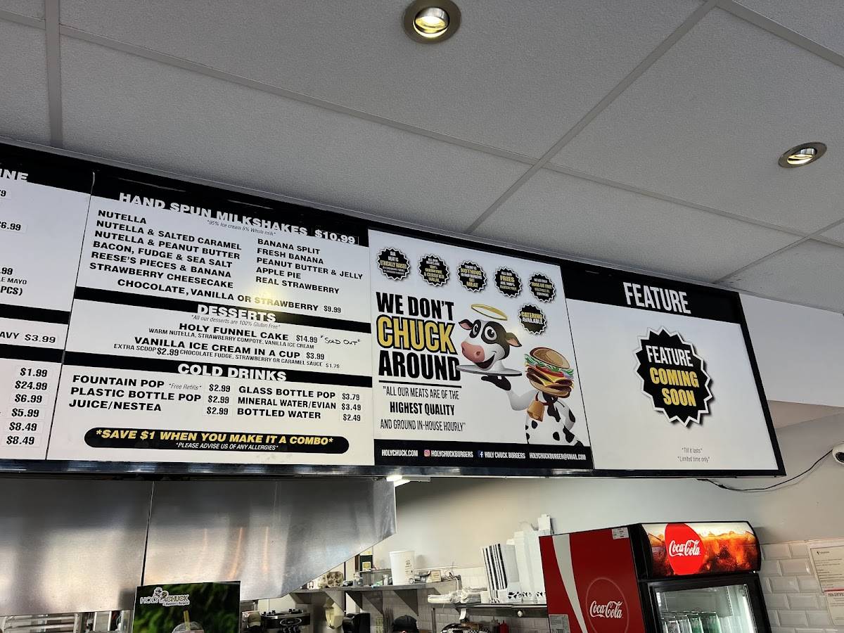 Menu at Holy Chuck restaurant, Toronto, Hwy 7