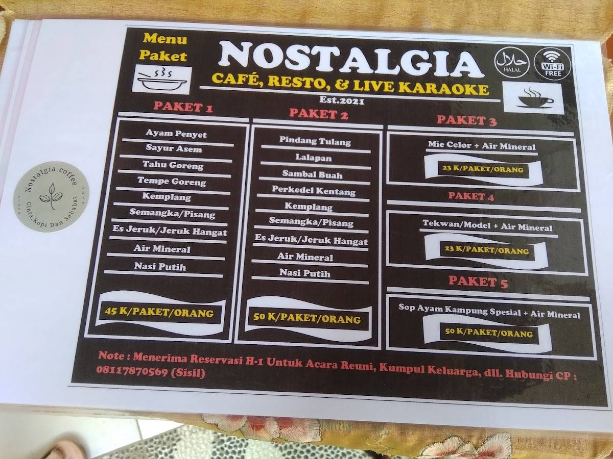 Menu at Home nostalgia cafe, Palembang