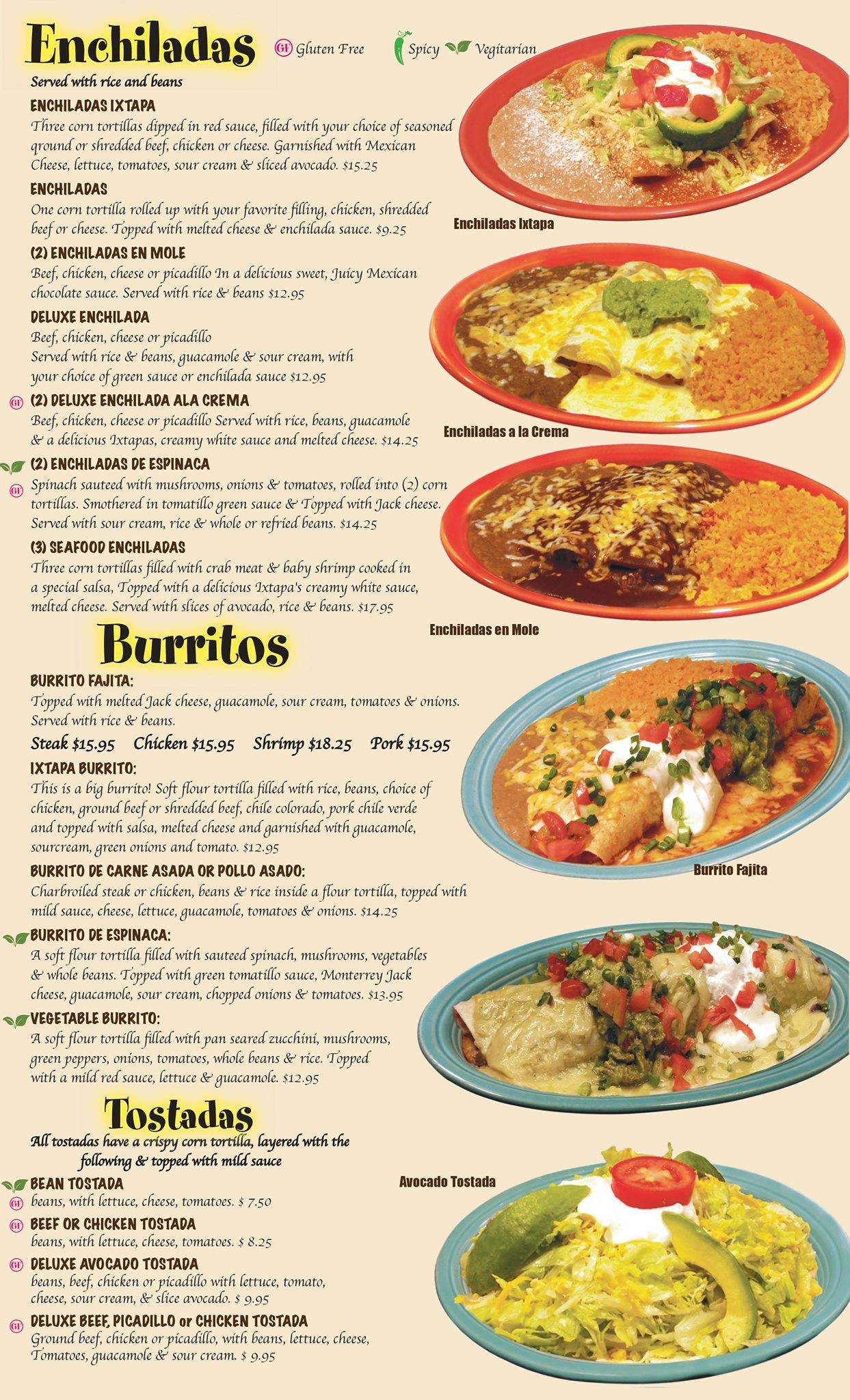 Menu at Ixtapa Mexican Restaurant, Hood River
