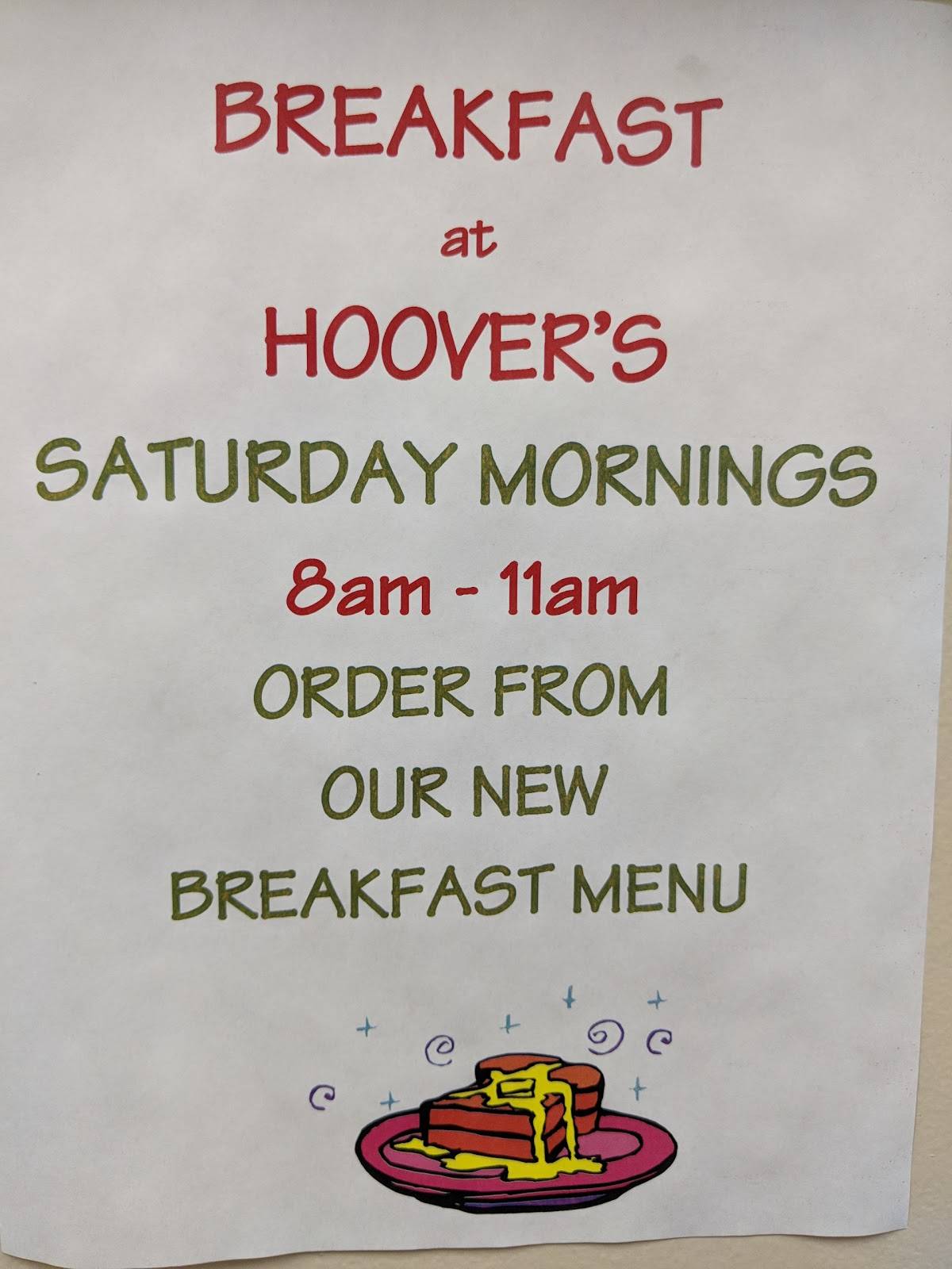 Menu at Hoover's Restaurant, Sanborn