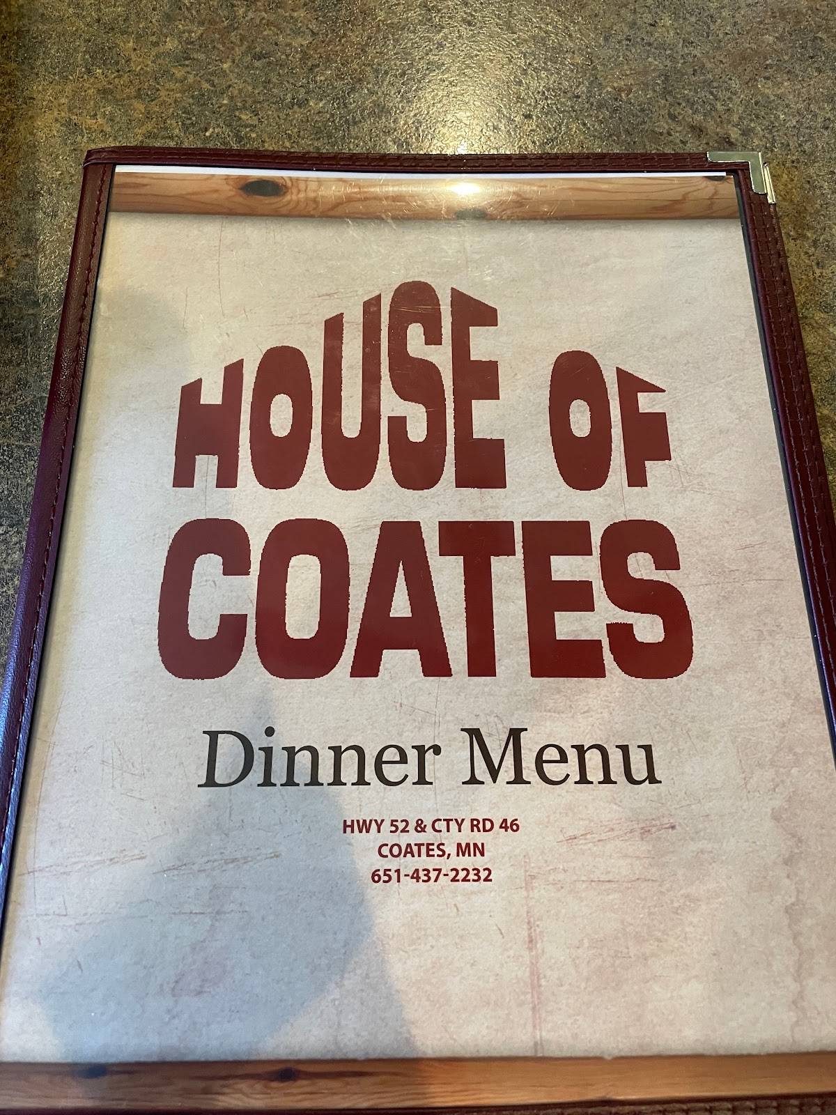 Menu at House Of Coates pub & bar, Rosemount, Clayton Ave E