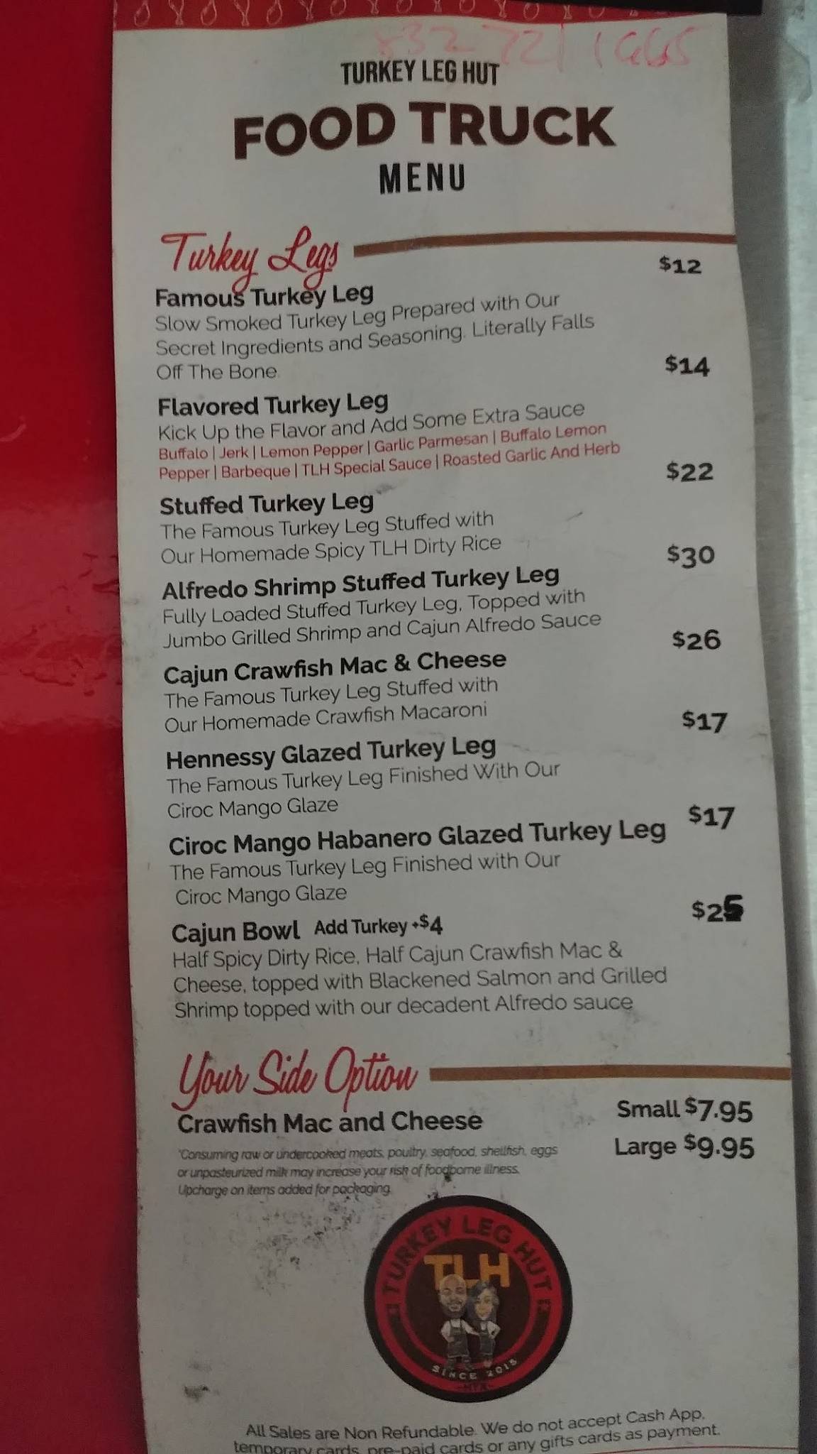 Menu at Turkey Leg Hut restaurant, Houston, Almeda Rd suite A/B