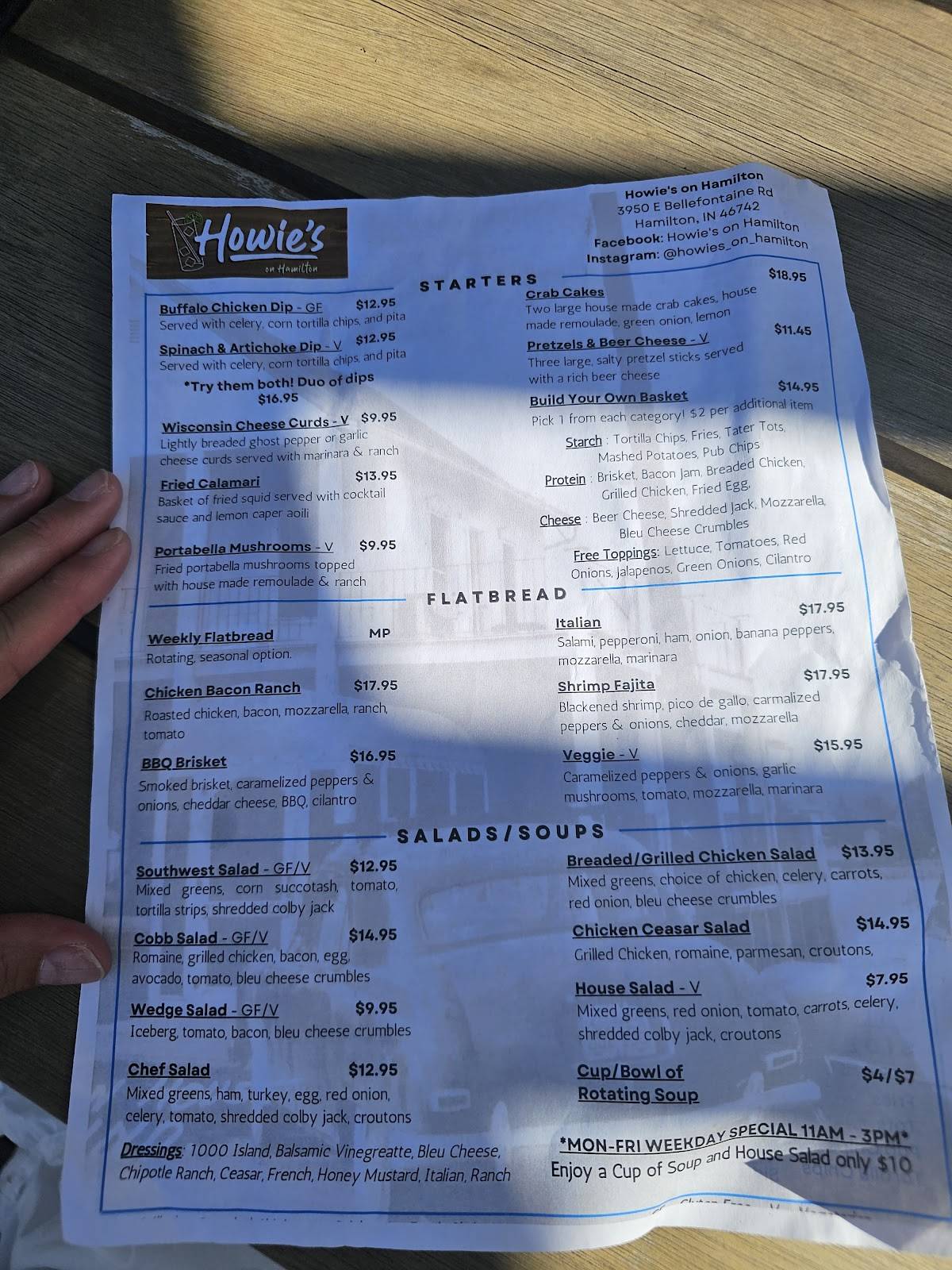 Menu at Howie's on Hamilton pub & bar, Hamilton