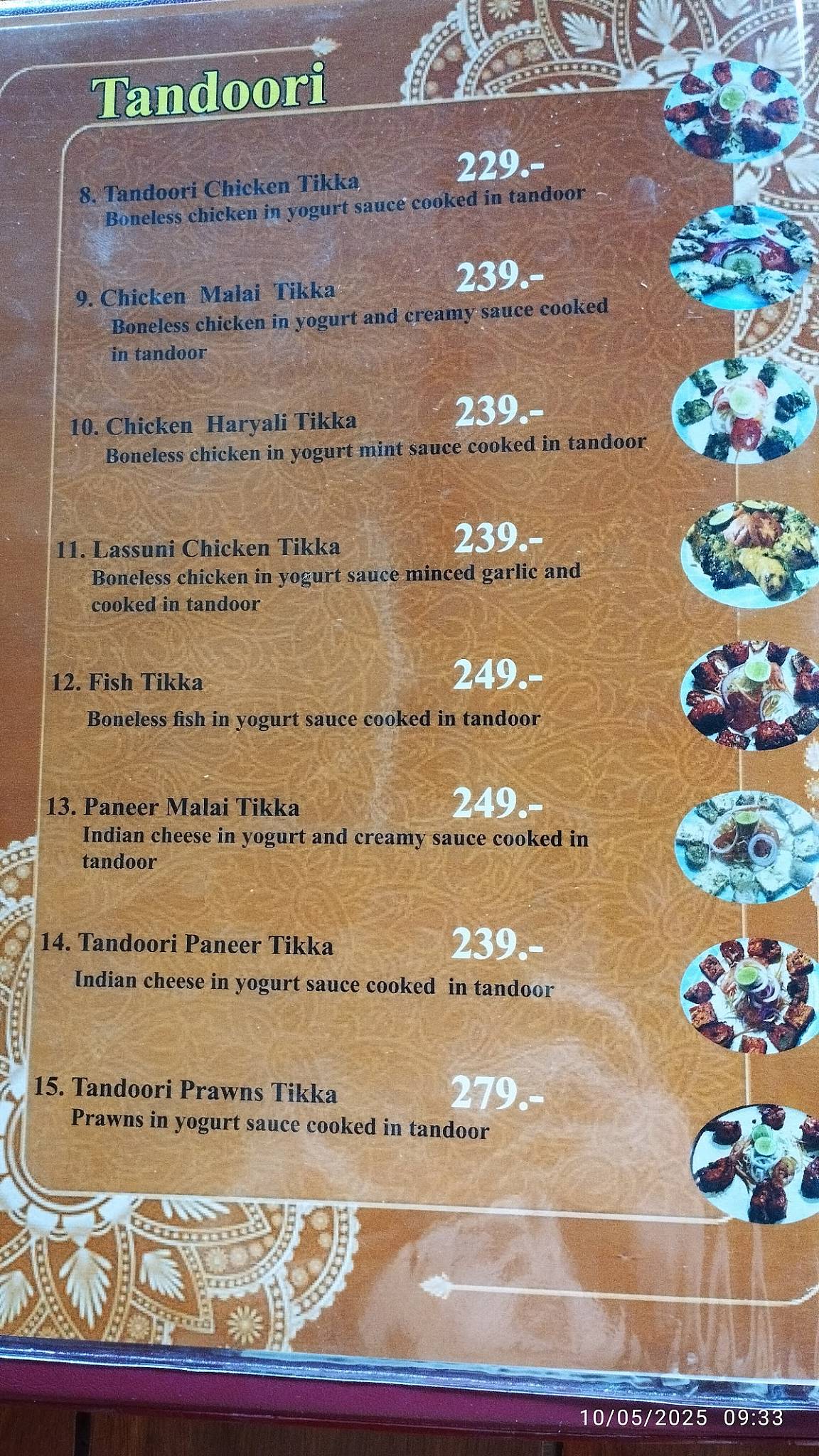Menu at ATCHA Indian restaurant, Hua Hin