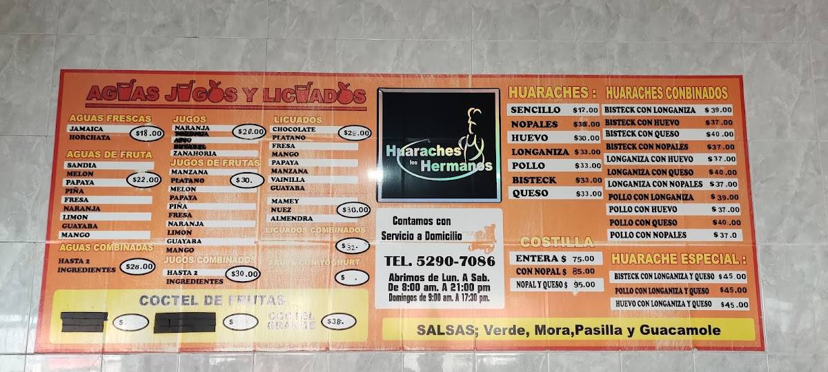 Menu at Huaraches Los Hermanos restaurant, Huixquilucan de Degollado ...