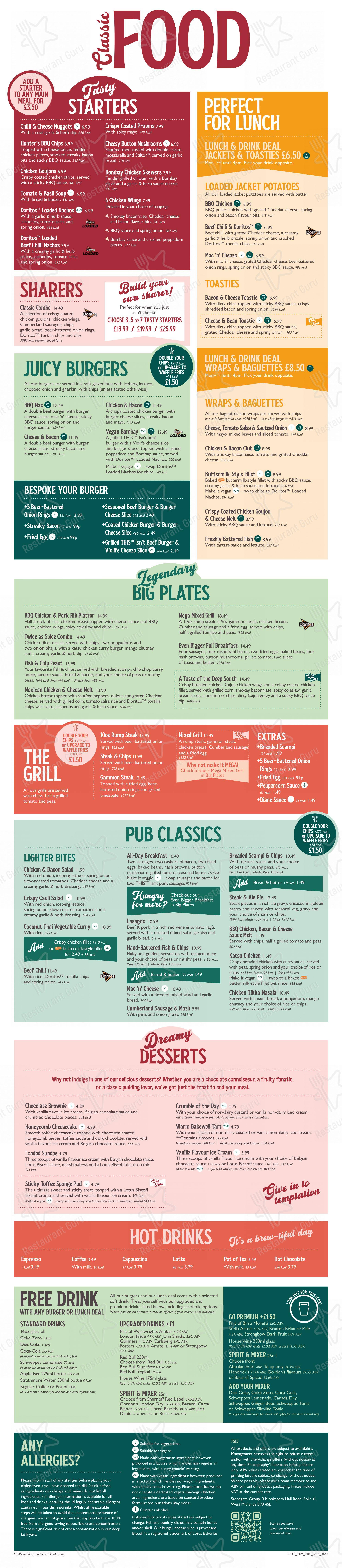 Menu at Hunters Lodge pub & bar, Bridgend