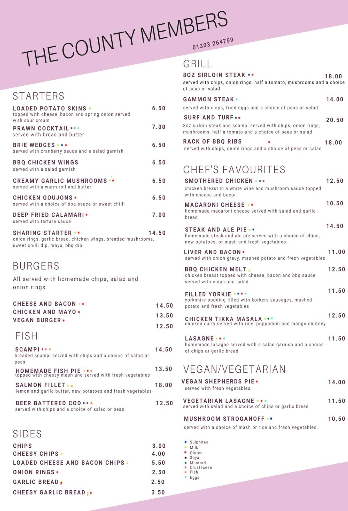 Menu at The County Members pub & bar, Hythe