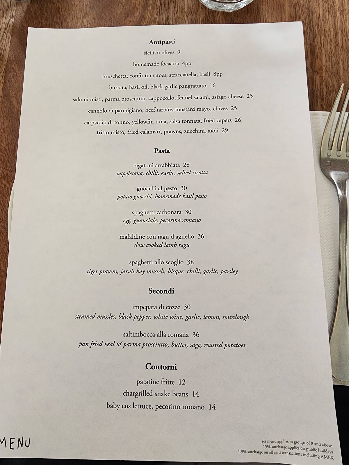 Menu at IL BARETTO, Paddington, 338 Oxford St