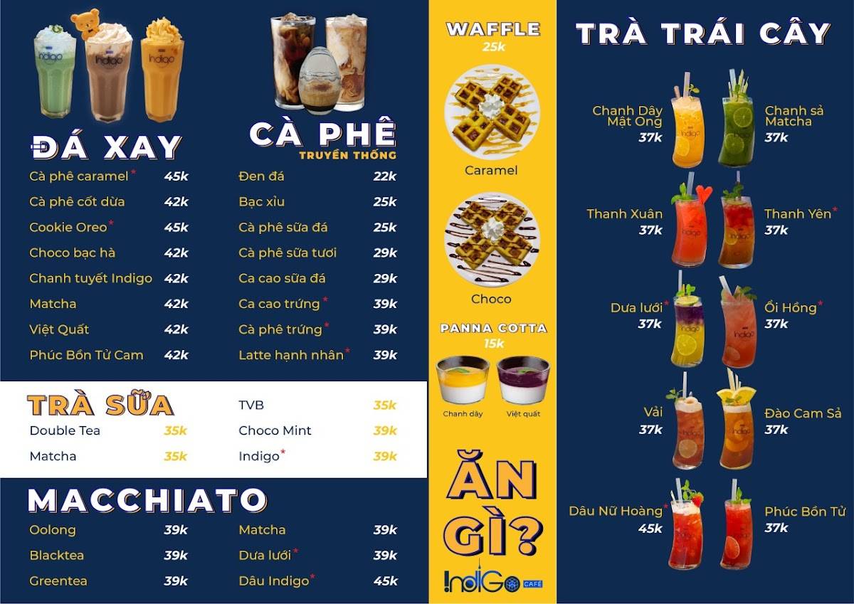 Menu at INDIGO CAFÉ cafe, Ho Chi Minh City
