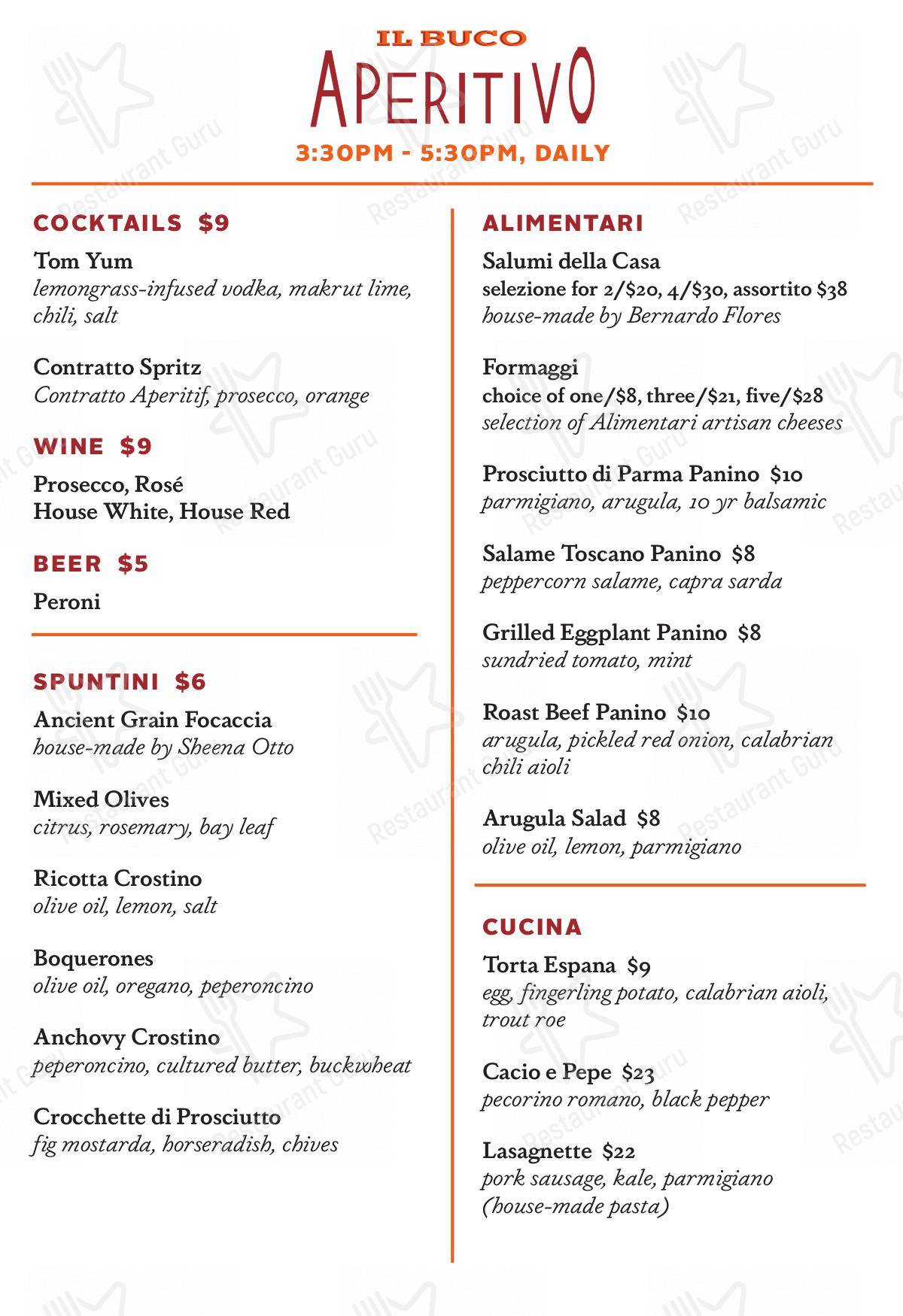 Menu at Il Buco Alimentari & Vineria restaurant, New York City, 53 ...