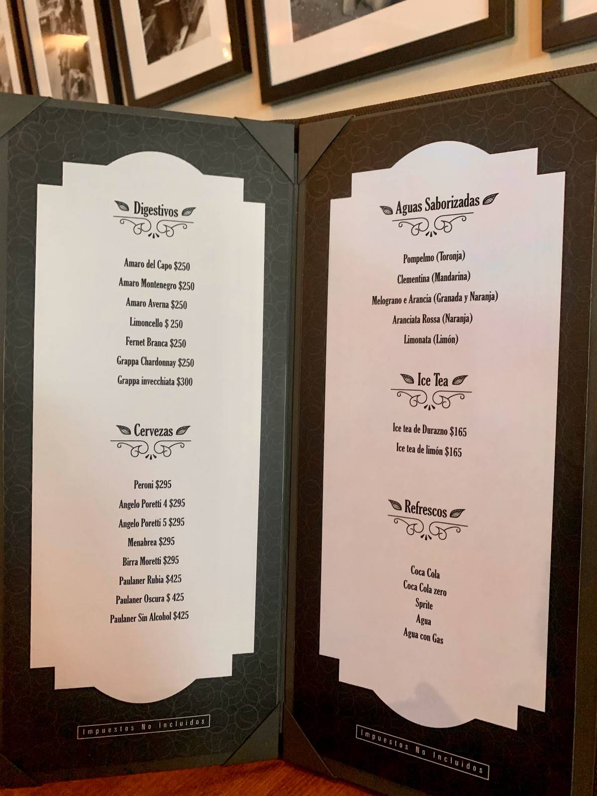Menu at Il Caminetto restaurant, Santo Domingo, Av Ing Roberto Pastoriza