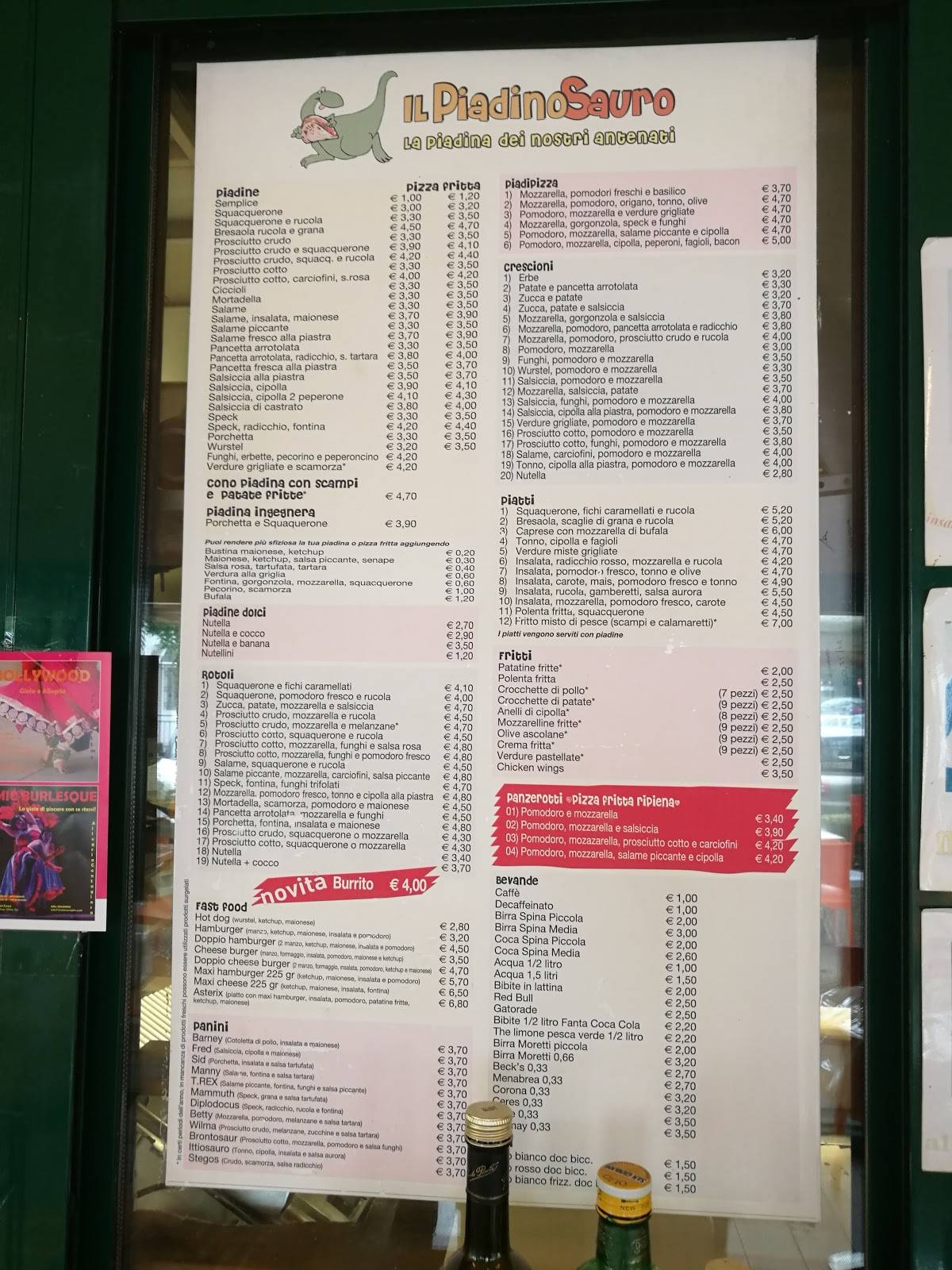 Menu da Il PiadinoSauro ristorante, Imola, Via Scotellaro
