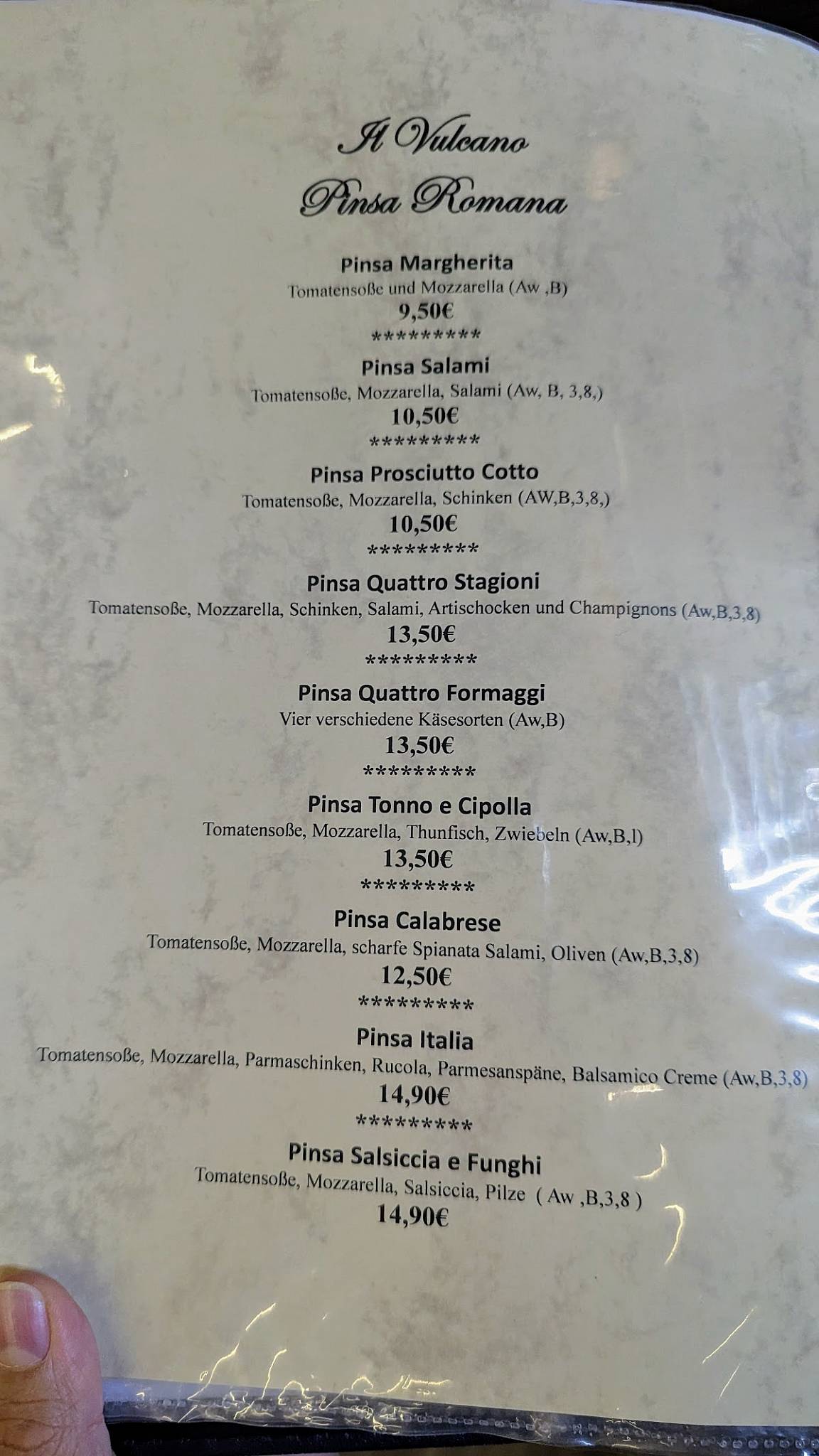 Speisekarte von Il Vulcano Ristorante Pinseria restaurant, Stuttgart