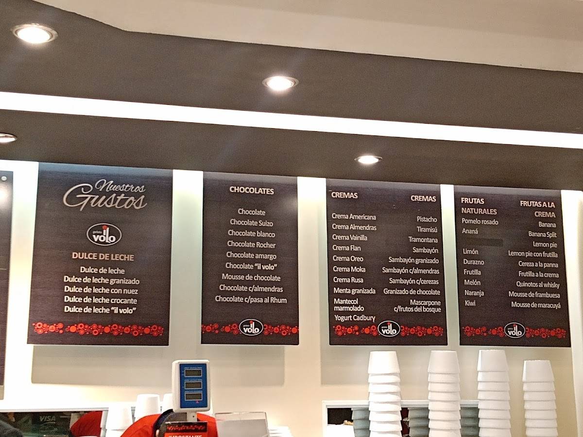 Menu at Il volo Café Helado, Argentina