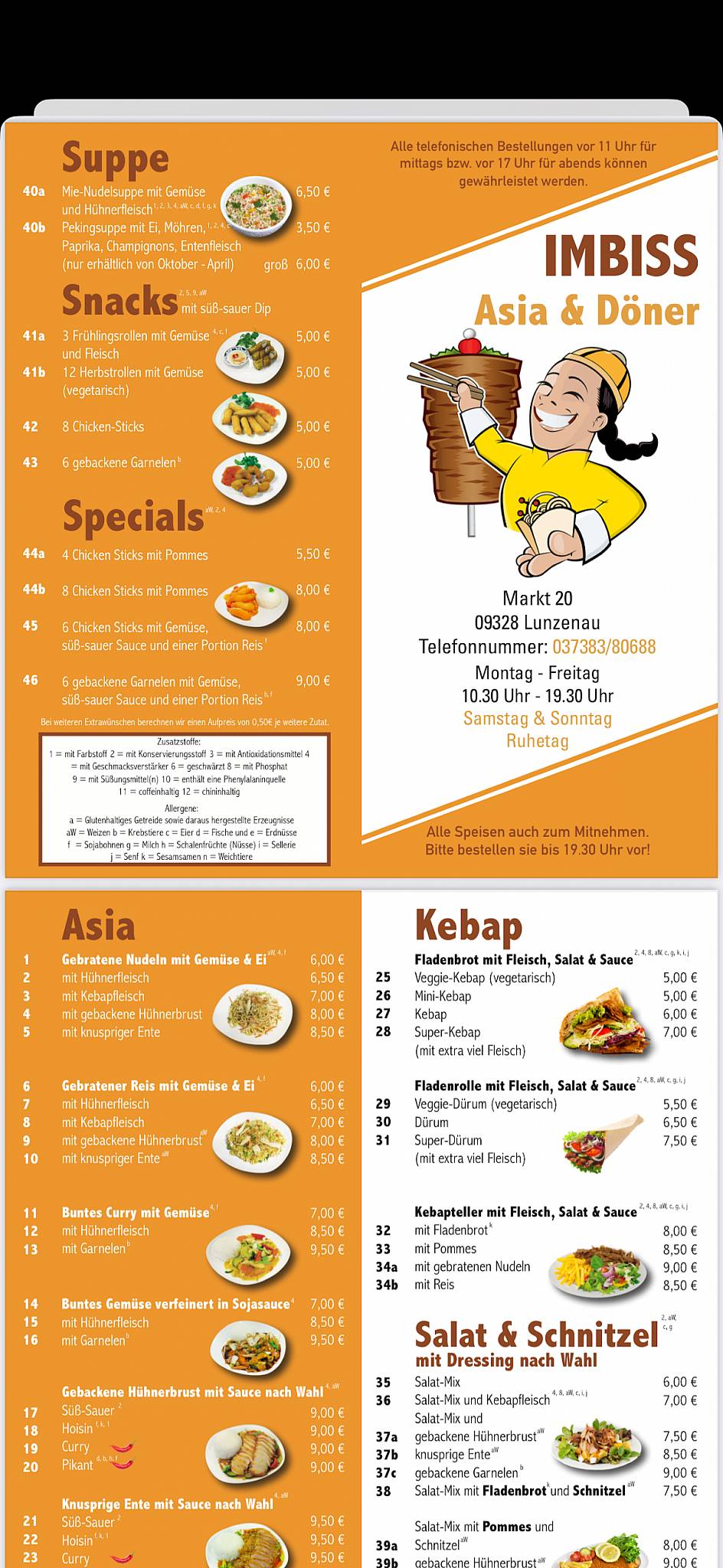 Menu at Imbiss Asia & Döner, Lunzenau