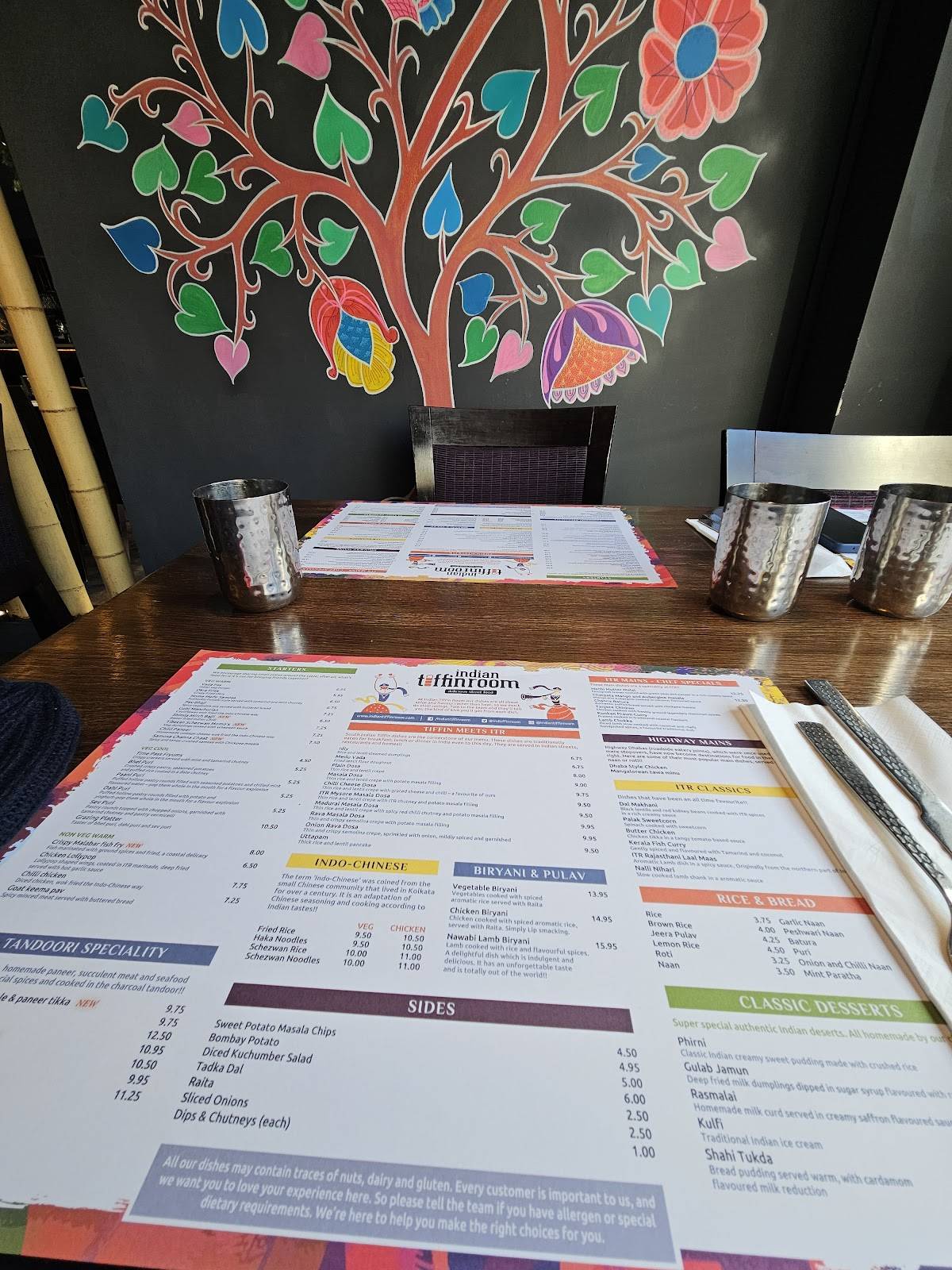 Menu at Indian Tiffin Room Liverpool restaurant, Liverpool