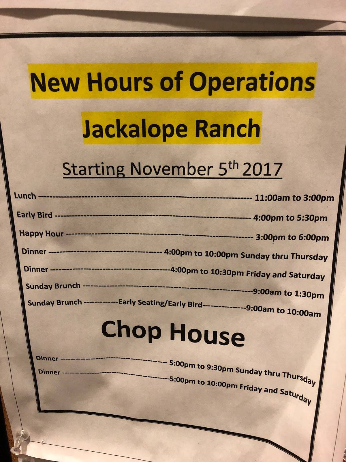 Menu at Jackalope Ranch pub & bar, Indio, CA-111
