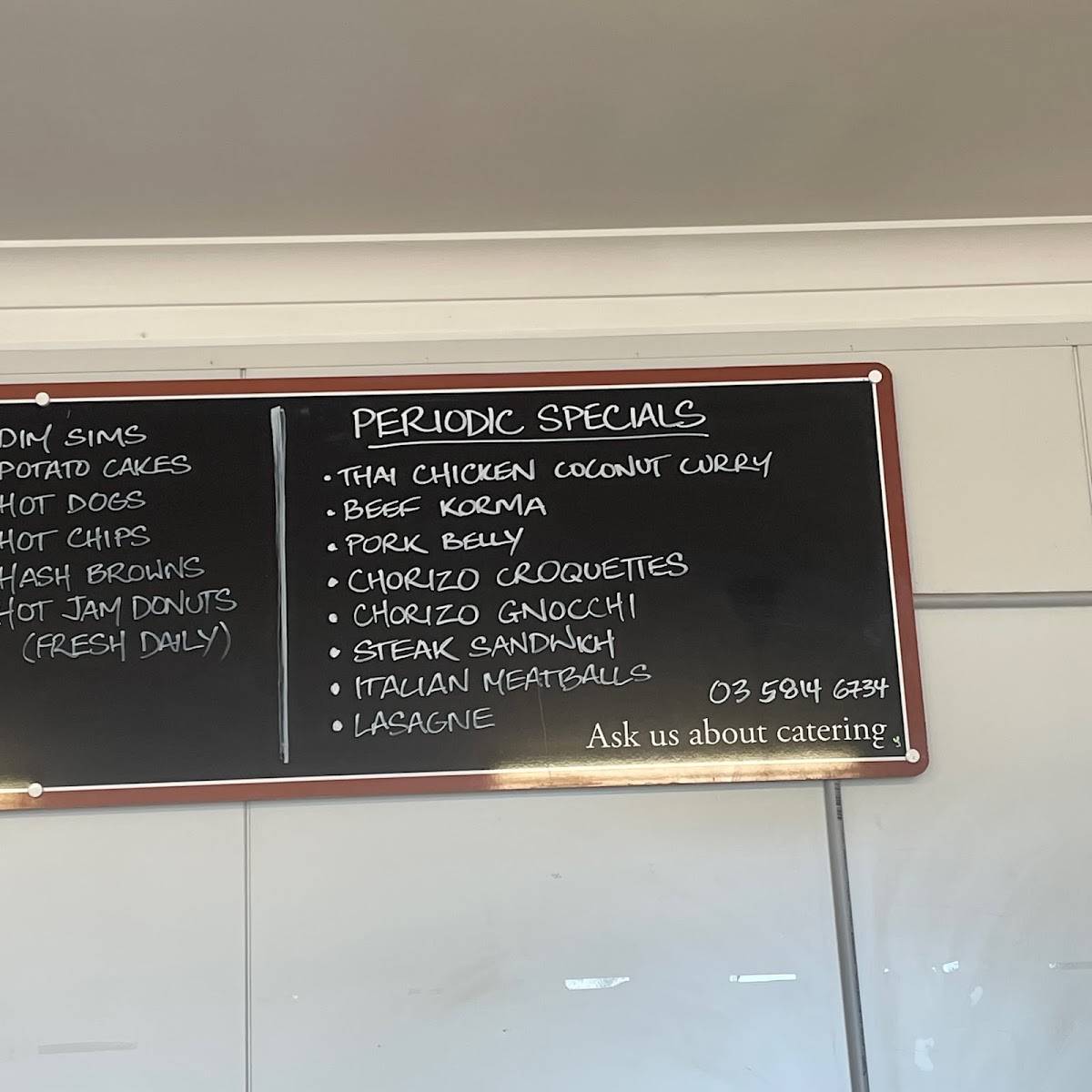Menu at Infused Smoko Shak, Deniliquin