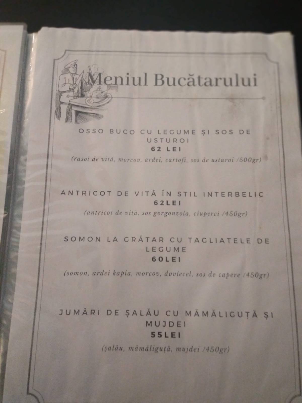 Menu at Restaurant Interbelic, Bucharest, Strada Petre Ispirescu nr. 6A