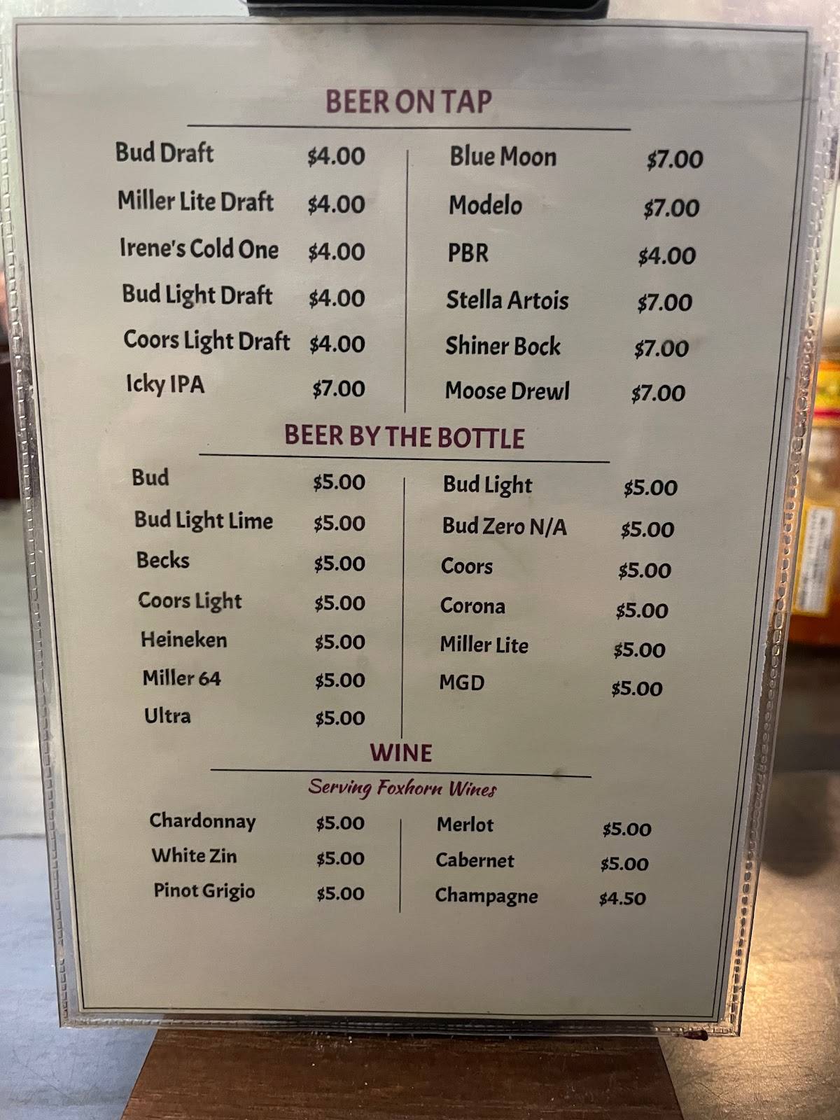 Menu at Jackpot Joanie's Casino restaurant, Pahrump
